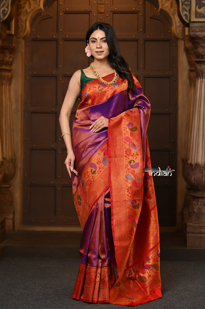 Parampara Premium ~ Gadwal Pure Silk Brocade Handloom Saree in Dual To ...