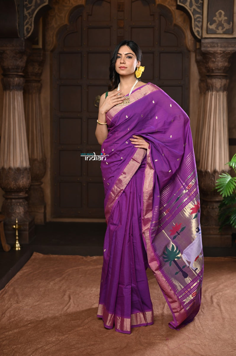 Parampara ~ Handloom Pure Cotton Paithani Saree with Exclusive Pichwai ...