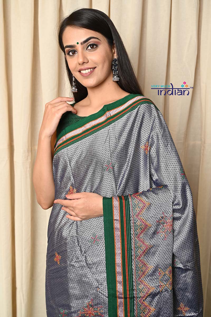 Buy Traditional Khun Saree – Cotton Resham Authentic Handwoven, Mystic ...